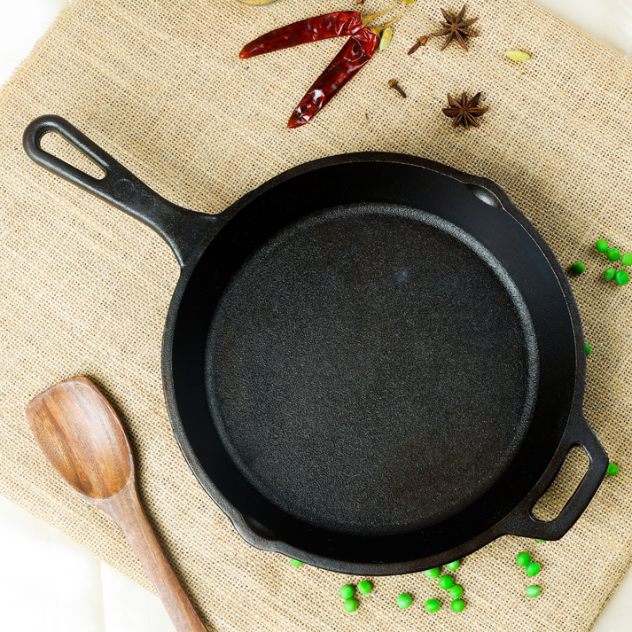 Natural Non Stick Pre-Seasoned Cast Iron Skillet Fry Pan with Long ...