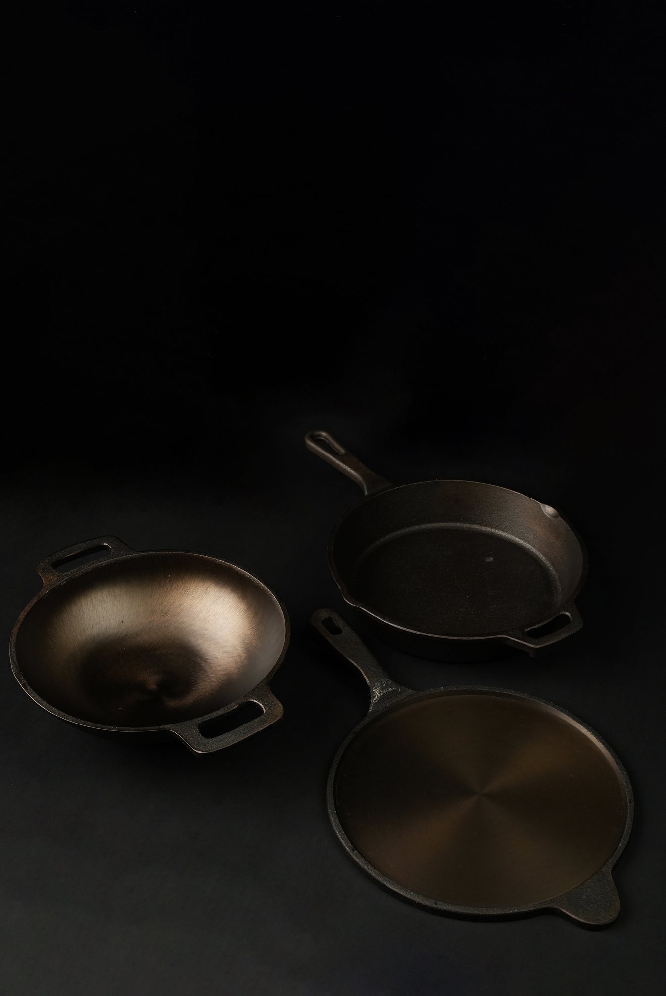 Super smooth Cast Iron Combo Set : ( Kadai + Roti/Dosa Tawa + Skillet ...